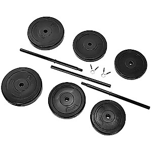 Signature Fitness 100-Pound Weight Set for Home Gym with Six Plates and 1x 5FT Standard Barbell, Comes with Spring Locks
