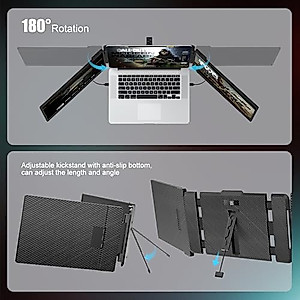 KEFEYA Laptop Screen Extender,14" Triple Screen Laptop Monitor Extender, 1080P FHD Portable Monitor for 13"-17.3" Laptops, HDMI/USB-A/USB-C for MacBook, Windows, Chrome, Switch, Plug and Play