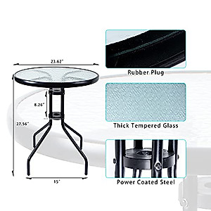 Vipush Patio Bistro Set, 3 Piece Outdoor Patio Furniture Set, Patio Table and Chairs Indoor Conversation Set for Backyard Porch Poolside Lawn, Black