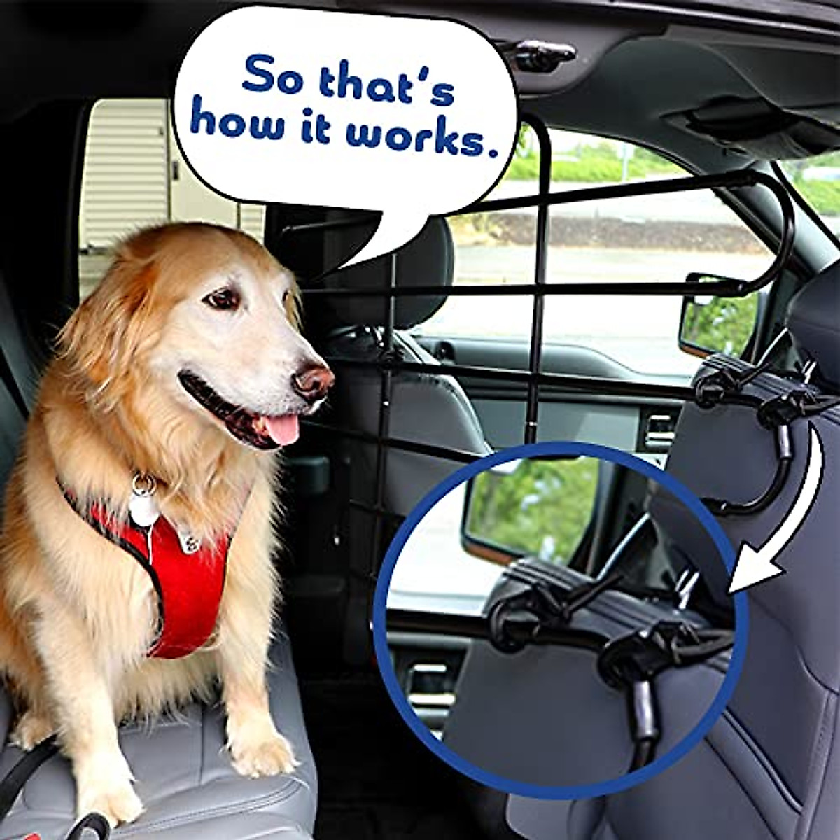 The ZooKeeper Vehicle Pet Barrier: Adjustable Universal for Cars, Trucks, SUVs – Moves with Your Vehicle Seats. Tilt. Slide. Recline. Easy Install Dog Car Gate - Strong Metal Tubing Gate Divider
