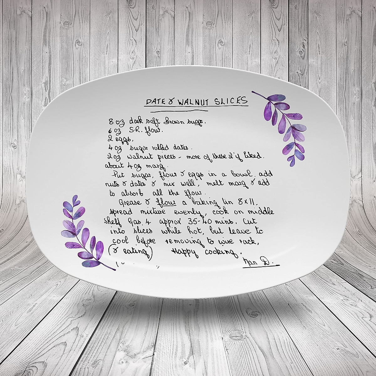 Handwritten Recipe Personalized Platter Custom Handwriting Recipe Plate Recipe Card Gift for Mom or Grandma Grandparent Day Gift Idea Serving Tray Serving Plate for Fish Dish