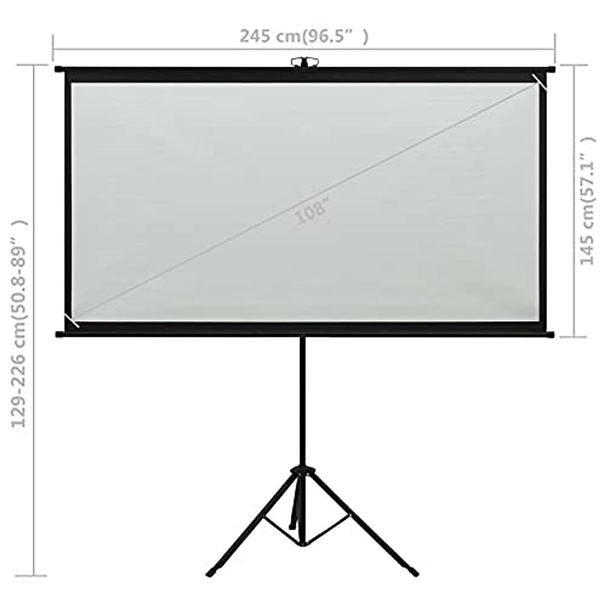 Tidyard Projection Screen with Tripod Stand 108 Inch Indoor Outdoor 16:9 Portable 160 Degree Projector Screen for Classroom, Home Theatre Movies, Public Display