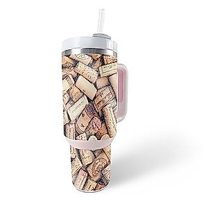 MightySkins Glossy Glitter Skin Compatible with Stanley The Quencher H2.0 FlowState 40 Oz Tumbler - Corks | Protective, Durable High-Gloss Glitter Finish | Easy to Apply, Remove, and Change Styles