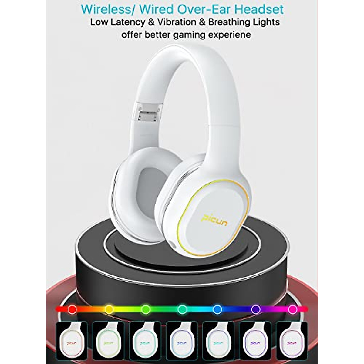 Jassco Wireless Headphones, Noise Cancelling Over-Ear Bluetooth Headphone with Microphone, 54H Playtime, HiFi Stereo, Deep Bass Foldable Wireless Headset with Soft Earmuffs for Travel/Work- White
