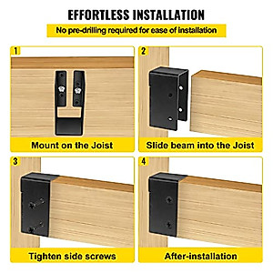 VEVOR Concealed Joist Hanger, 2"x4" Outdoor Accent Concealed-Flange, Pack of 24 Concealed Joist Bracket, Q235 Steel Plate Powder-Coated Concealed Face Mount Joist Hanger for 2"x4" Beam Swing, 3.7"