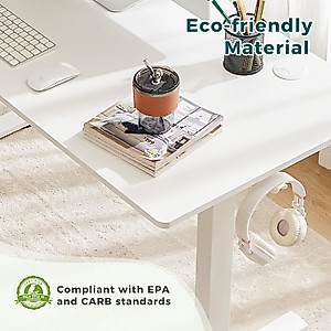 SMUG Standing Desk, 55x24 Inch Ergonomic Adjustable Height Electric Sit Stand Up Down Computer Table with Whole-Piece Desktop Board, Computer Workstation for Home Office, White(2 Packages)