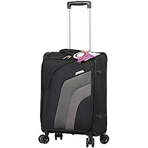 Aerolite 21” Carry On Ultra Lightweight Spinner Suitcase & Flight Bag Under Seat Shoulder Bag Set (Black)