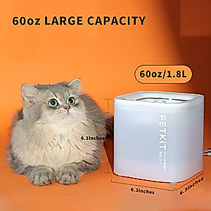 PETKIT New Pump Dog Water Fountain, Quiet and Anti-Dry Pet Water Fountain with Wireless Pump for Indoor Cats/Dogs-1.85L