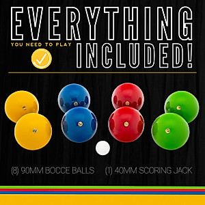 Franklin Sports 90mm Bocce Ball Set — 8 Wooden Bocce Balls and 1 Pallino — Beach, Backyard Lawn or Outdoor Party Game - Made in Italy