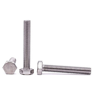 M12-1.75 x 60mm Stainless Steel Hex Bolts, 304 Stainless Steel 18-8, Hex Drive, Full Thread, Coarse Thread UNC, Plain Finish, 4 PCS