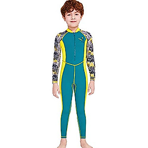 Youth Girls Boys One Piece Water Sports Sun Protection Rash Guard UPF 50+ Long Sleeves Full Suit Swimsuit Wetsuit Swimwear