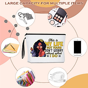 Roowest 4 Pcs African American Makeup Bag Black Women Cosmetics Bag Inspirational Gifts Travel Zippered Toiletry Bag Canvas Makeup Pouch Reusable Multi Purpose Organizer for Women Lady