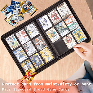zeerliki 9-Pocket Trading Card Binder, 432 Pockets Game Card Holder Album with Black Sleeves, Side-Loading Pocket Zipper Binder Case for MTG,TCG,Sport Cards,Photocard