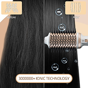 PLAVOGUE Blow Dryer Brush,Hair Dryer Brush Professional Styler Volumizer, Hot Air Brush for Women - Negative Ion Anti-Frizz Oval Brush for Straightening and Curling - Salon (White Gold)