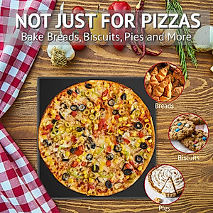 Waykea 12”x12” Black Ceramic Pizza Stone Baking Grilling Stone for BBQ Grill Oven RV Oven