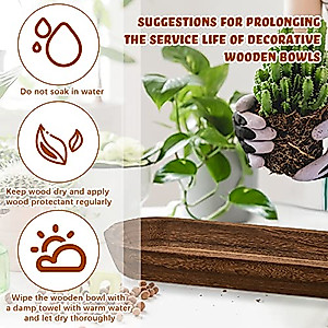 Decorative Bowls for Home Decor 2 Pieces Wooden Dough Bowl Wooden Bowls Rustic Bread Bowl Long Wooden Bowl for Kitchen Home Dining Table Centerpiece Decorations (10 x 6 x 2 Inch, 16 x 6 x 2 Inch)