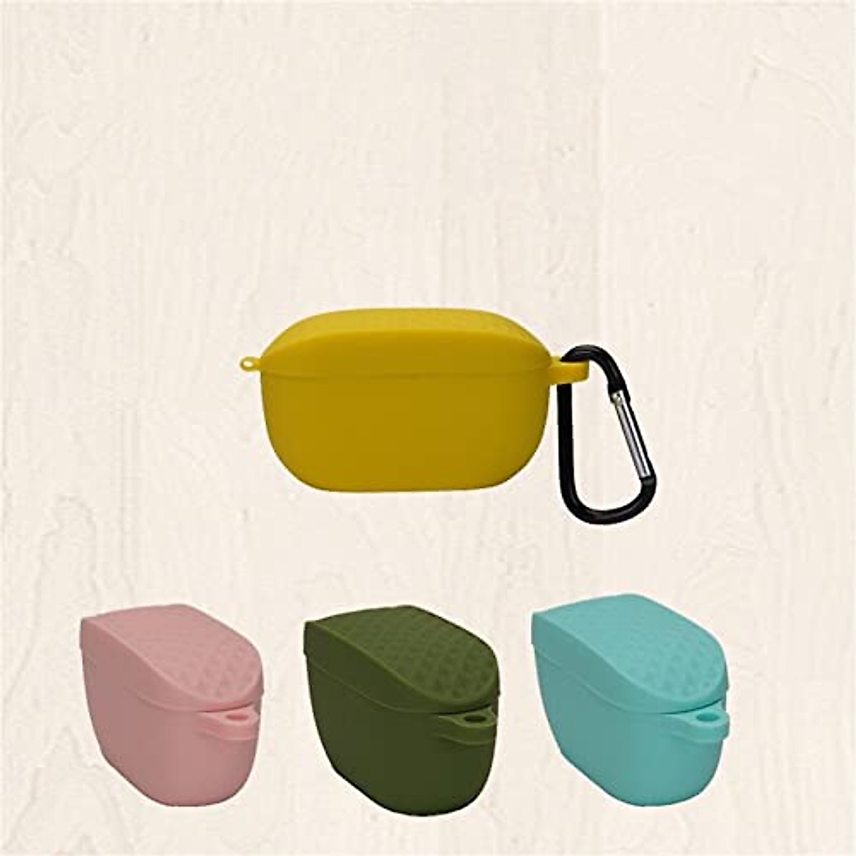 2 Pack DAYJOY Soft Silicone Protective Case Cover Compatible with JBL Vibe 100 TWS Earbuds, Protective Skin Sleeve with Key Chain (Pink+Green)