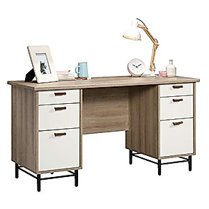 Sauder Anda Norr Executive Desk, L: 56.3" x W: 22.13" x H: 29.53", Sky Oak Finish