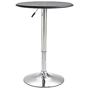 NusGear Bar Table Black Ø23.6 MDF Top with Chromed Steel Frame, Height-Adjustable (28" - 36.2")