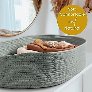 Baby Diaper Changing Basket for Baby Dresser, Moses Basket for Babies, Cotton Rope Diaper, Unisex Baby Moses Basket, Foam Diaper Changing Pad for Dresser, Changing Table Topper for Dresser…