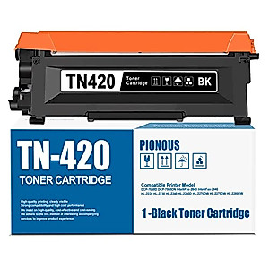 TN420 Toner Cartridge PIONOUS Replacement for Brother TN-420 TN 420 Toner to Compatible with DCP-7060D IntelliFax-2940 HL-2220 HL-2240D HL-2275DW HL-2270DW MFC-7365DN Printer Toner (Black, 1 Pack)