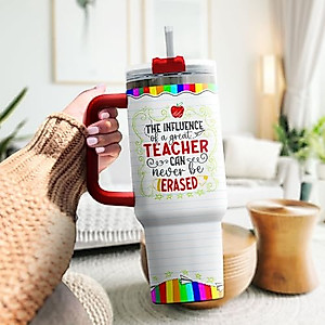 99OWL For Teachers Pencil Tumblers Appreciation Music White Red Steel Insulated Gift Modern Pack, Teacher Gifts, Tumbler 40 Oz With Handle Lid And Straw, Teacher Influence Colorful