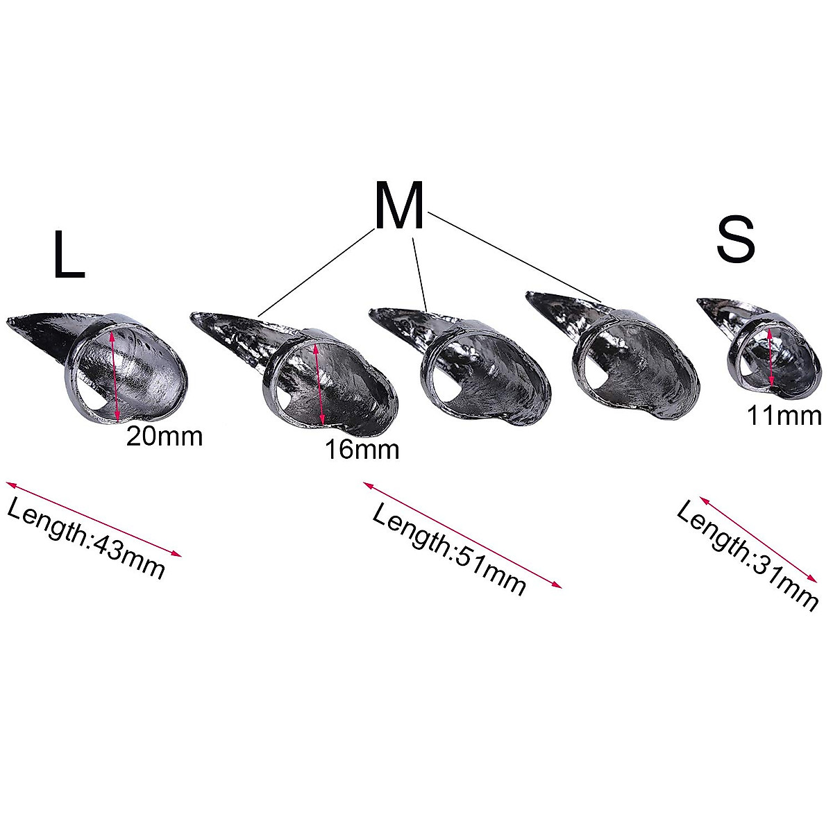 Hicarer 10 Pcs Halloween Nail Claw Ring Costume Claws Metal Punk Fake Nails Claw Set Gothic Full Finger Rings Claw for Men Women Halloween Party Favor Cosplay Supplies, 3 Sizes