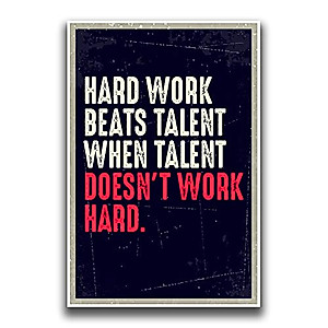 JSC163 Hard Work Beats Talent When Talent Doesn't Work Hard Poster | 18-Inches by 12-Inches | Premium 100lb Gloss Poster Paper