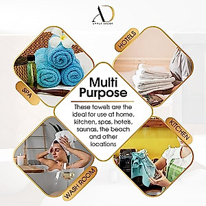 Ample Decor 100% Cotton 6 Pcs Bath Towel Set, Luxury Bath Towels for Bathroom - 2 Bath Towels, 2 Hand Towels, 2 Washcloths - Soft Pink