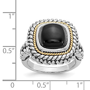 925 Sterling Silver Vintage Cabochon Black Onyx Ring Gemstone Band Size 8