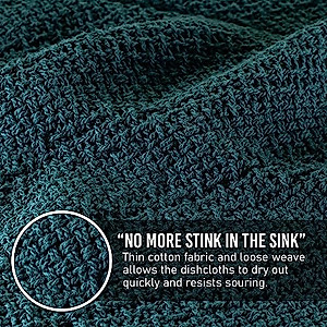 Country Cottons Old Fashion 100% Cotton Dishcloths - Set of 4 Mixed Colors - 2 Teal /2 Natural -11" x 11"