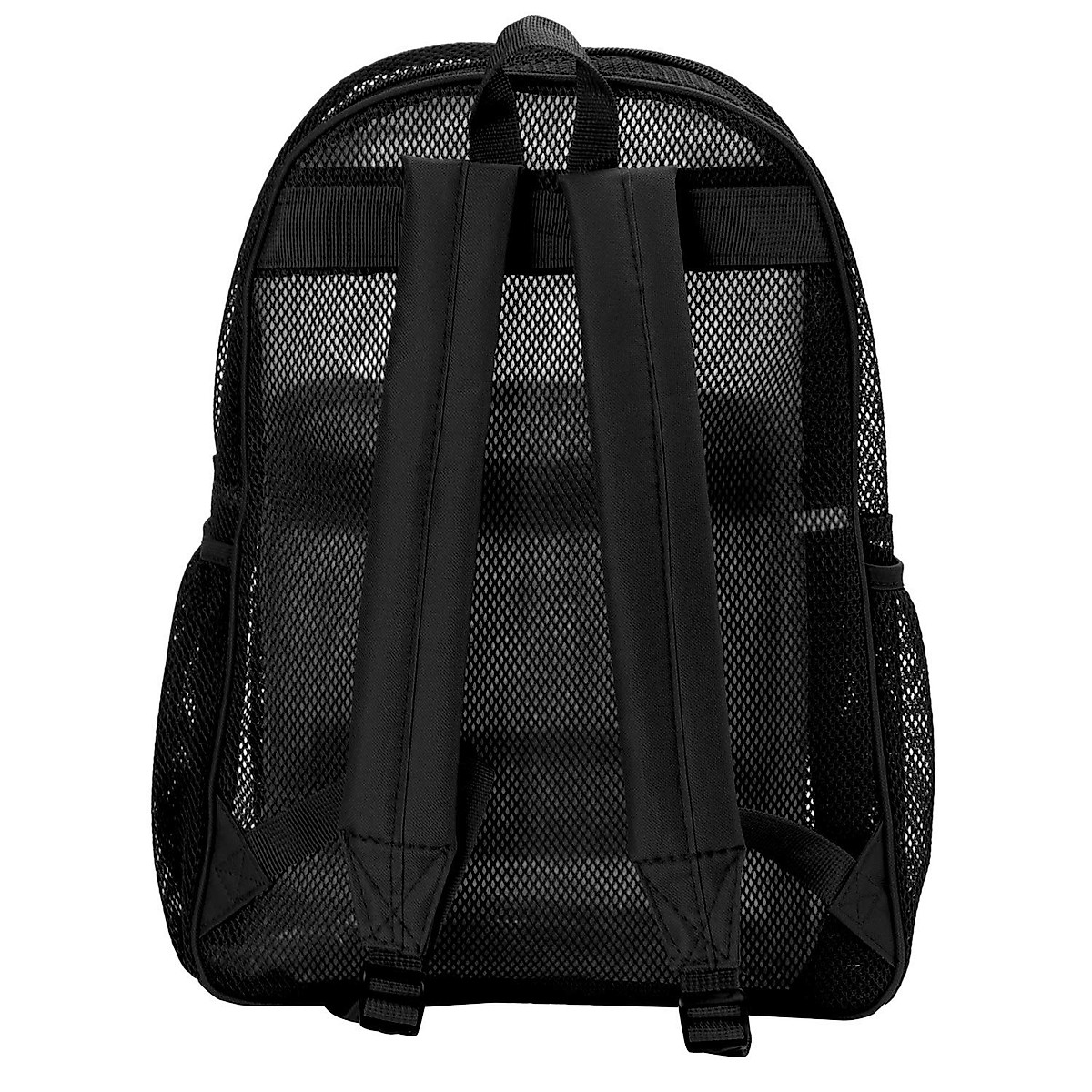 K-Cliffs Heavy Duty Classic Gym Student Mesh See Through Netting Backpack | Padded Straps | Black