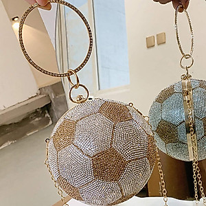Evening Bag for Women Round Soccer Ball Football Shaped Purse Crossbody Dazzling Handle