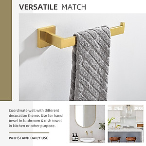 Angle Simple Hand Towel Holder, SUS 304 Stainless Steel Bathroom Towel Hanger Rack for Wall, Brushed Gold, 10.24 Inches