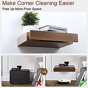 Floating Shelf with Drawer, Rustic Wood Wall Shelves, Floating Nightstand with Drawer for Bedroom, Farmhouse Floating Bedside Table, Floating Drawer for Bathroom Kitchen Office