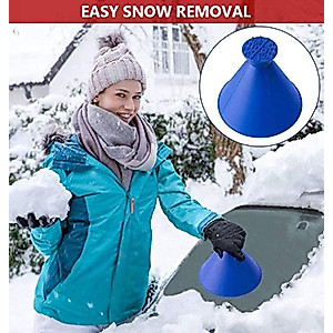Milukon Magical Car Ice Scraper, 4 Packs Ice Scrapers for Car Windshield Round Cone Ice Scrapers 2 in 1 Multifunctional Snow Brush Magical Ice Scrapers with Funnel Car Snow Removal Shovel Tool