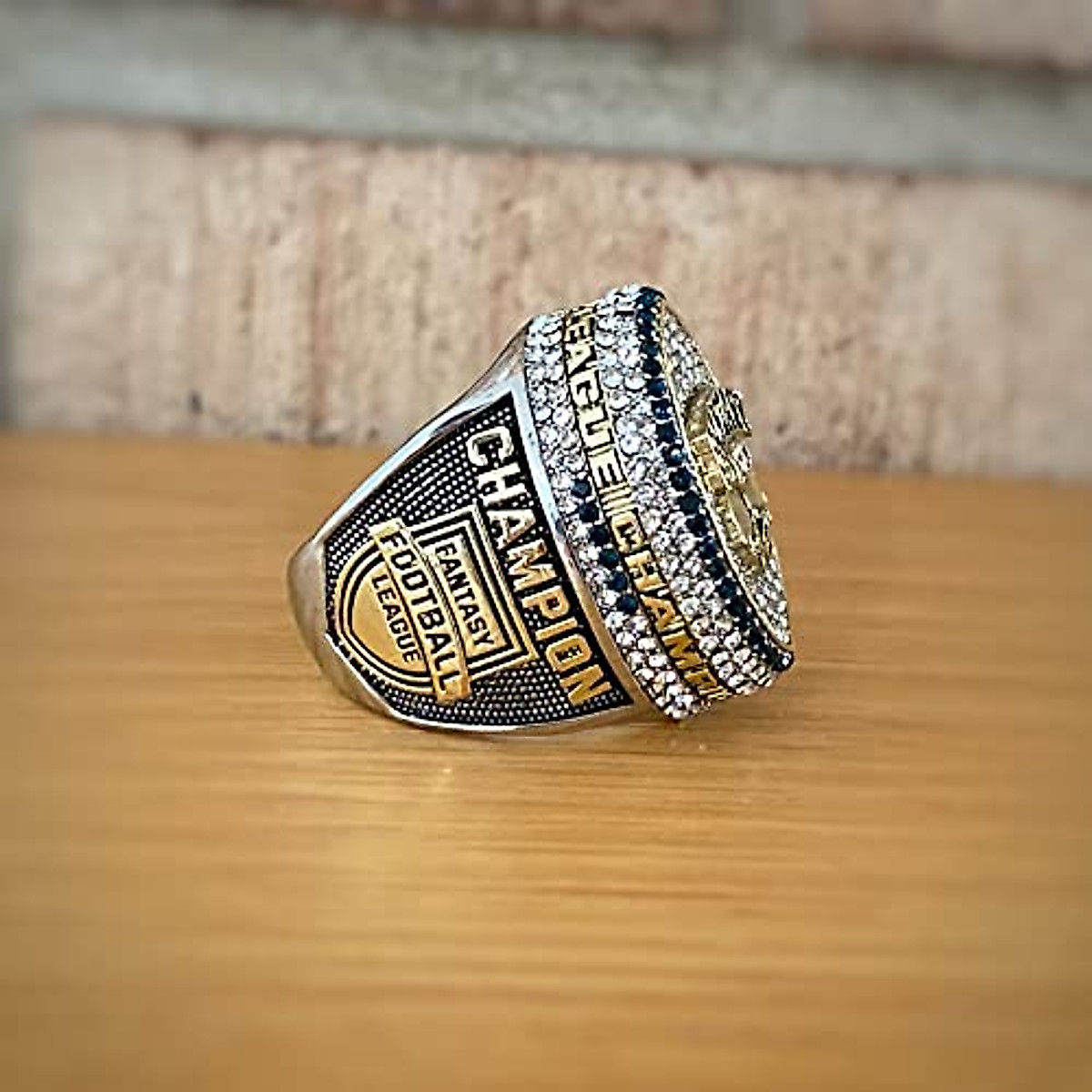 2022 Massive Fantasy Football Championship Trophy Ring | Gold Silver Tone Plated Award for Fantasy Football League Winner (11)