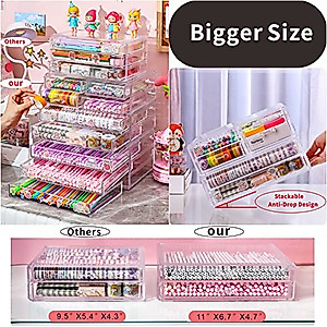 Cq acrylic Countertop Stackable Drawers Bathroom Cabinet Organizer Clear Organizing Bins For Cosmetics Organizer Jewelry Hair Accessories Nail Polish Lipstick Make up Marker Pen Medicine Storage