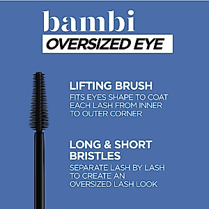 L'Oreal Paris Bambi Eye Mascara, Lasting Volume, Length & Lift, Doe-Eye Definition, No Clumping or Smudging, Washable, Intense Black, 0.28 fl. oz.
