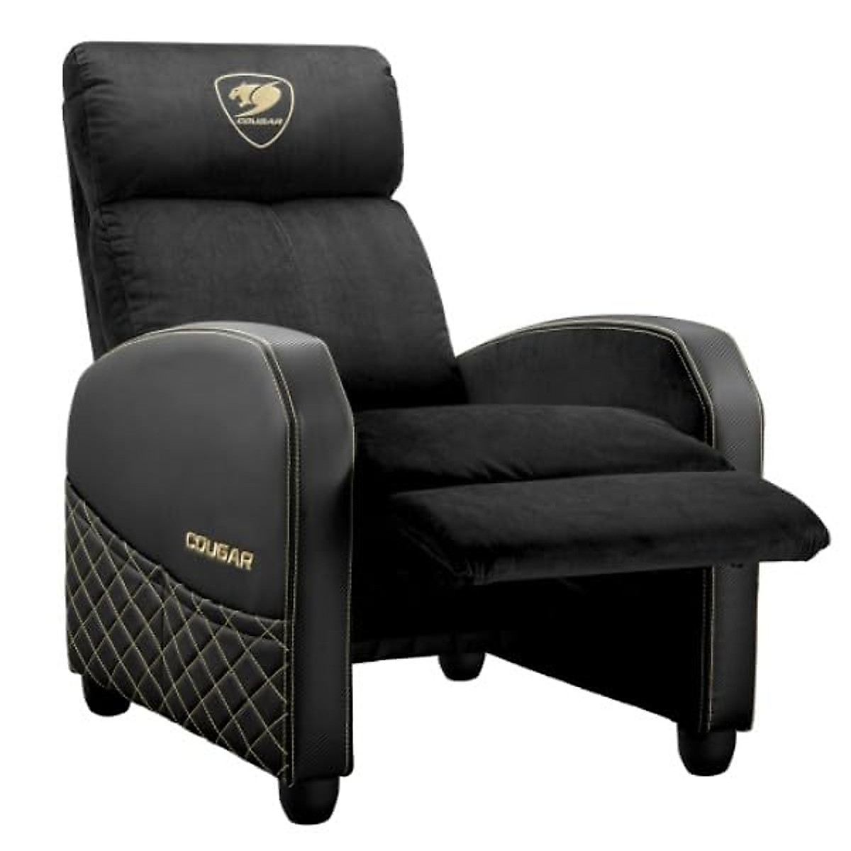 COUGAR Ranger Elite Gold Gaming Sofa, Plush Velvet Upholstery, Side Pocket, Foldable Footrest & Reclining Backrest