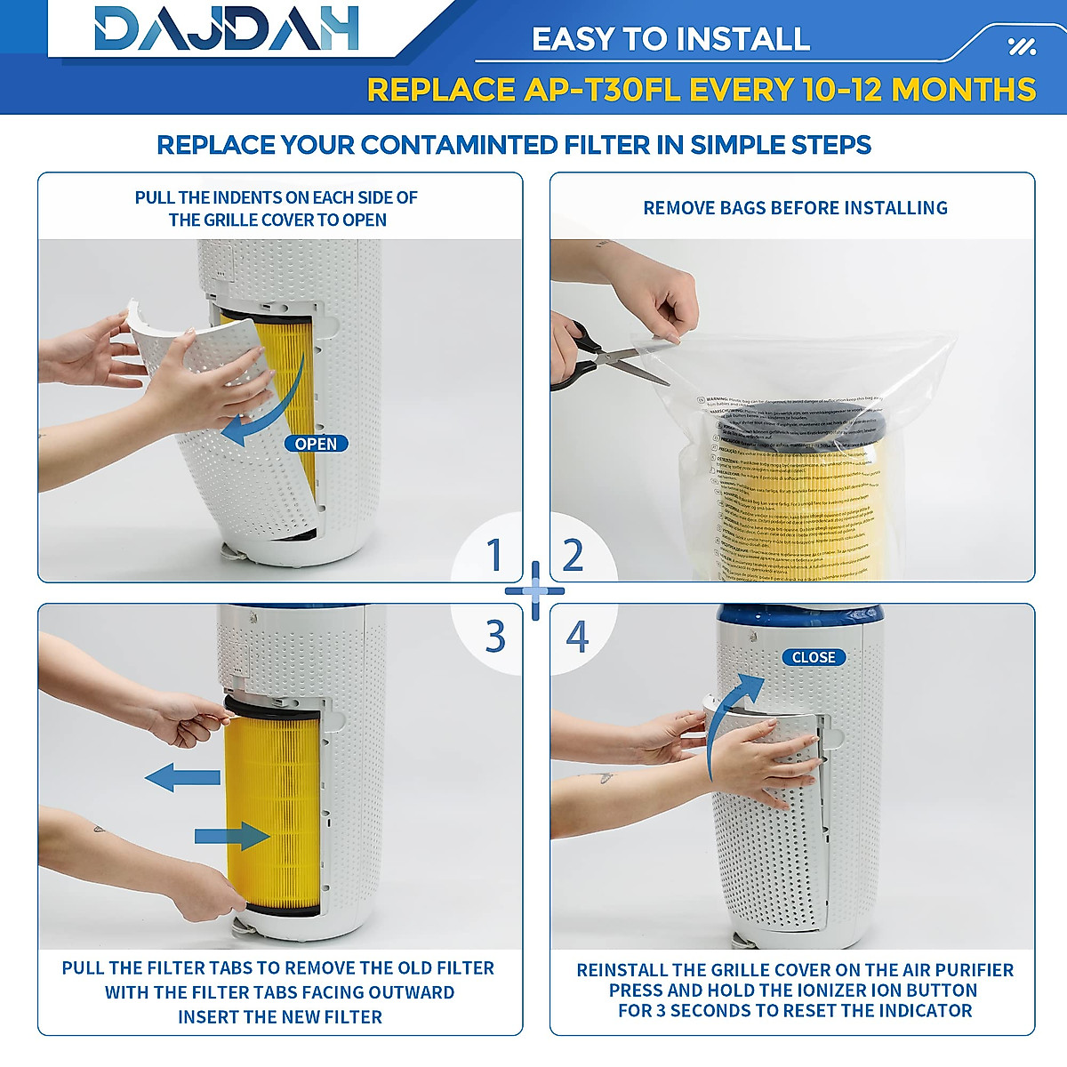 [Pet Allergy] AP-T30 Filter Compatible with Homedics Air Purifier Filter Replacement AP-T30FL AP-PET35FL Filter for Homedics Total Clean 5 in 1 Air Purifier AP-T30 AP-T30WT AP-PET35 and AP-PET35-WT