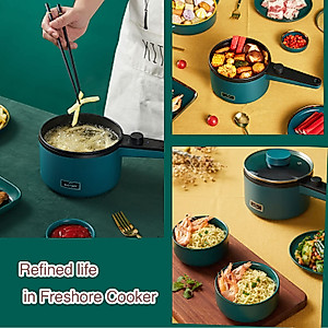 Freshore Electric Non-Stick 1.2L Mini Hot Pot Multifunctional Cooker with Temperature Control, Morandi Green