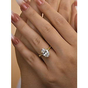 Effinny 3.5 Carat Elongated Oval Cut Engagement Ring Yellow Gold Plated 925 Sterling Silver Simulated Diamond Promise Ring(Yellow Gold, 6.5)