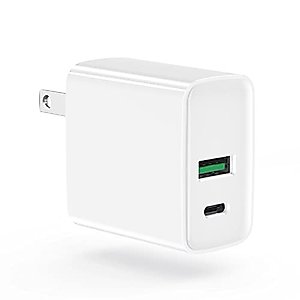 USB C Wall Charger, Dual Port 20W PD & QC 3.0 Fast Charging Block Plug Adapter Type C USB Charger Brick Compatible with iPhone 14/13/ 13 Pro Max/12/11 Pro Max, iPhone Xs/XR/X, Galaxy, Android