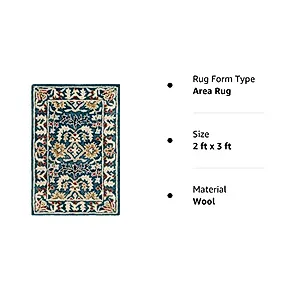 SAFAVIEH Antiquity Collection 2' x 3' Dark Blue/Multi AT64B Handmade Traditional Oriental Premium Wool Accent Rug