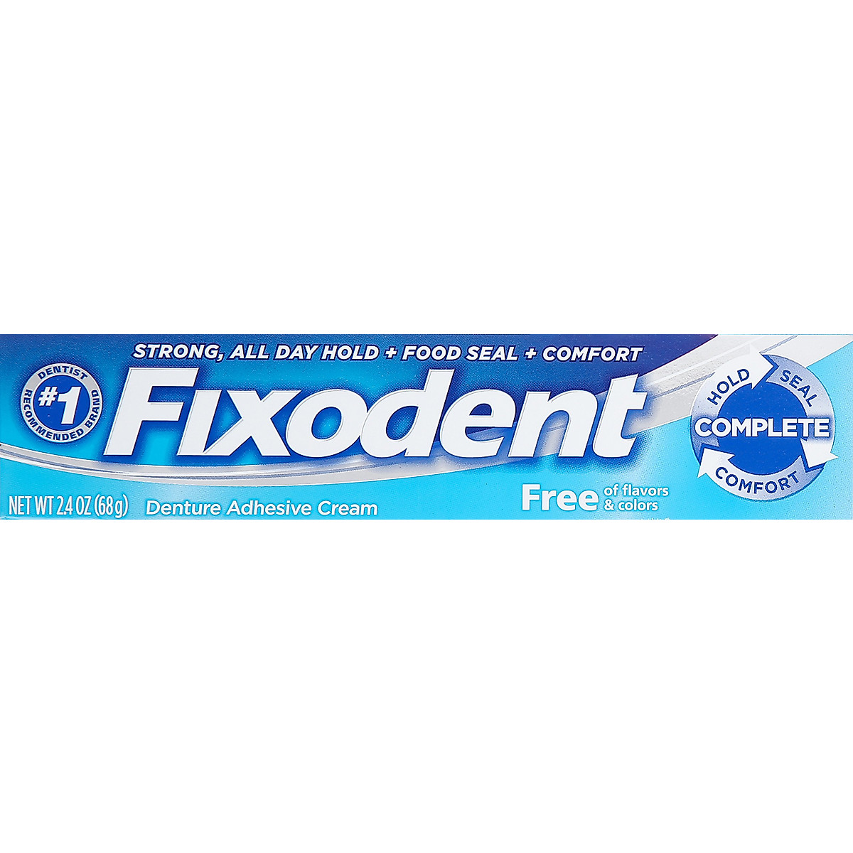 Fixodent Complete Free Denture Adhesive Cream 2.4 Oz (Pack of 6)