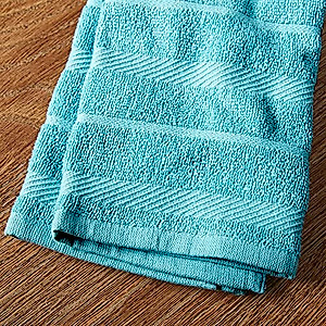 KitchenAid Albany Kitchen Towel 4-Pack Set, Cotton, Aqua/White, 16"x26"