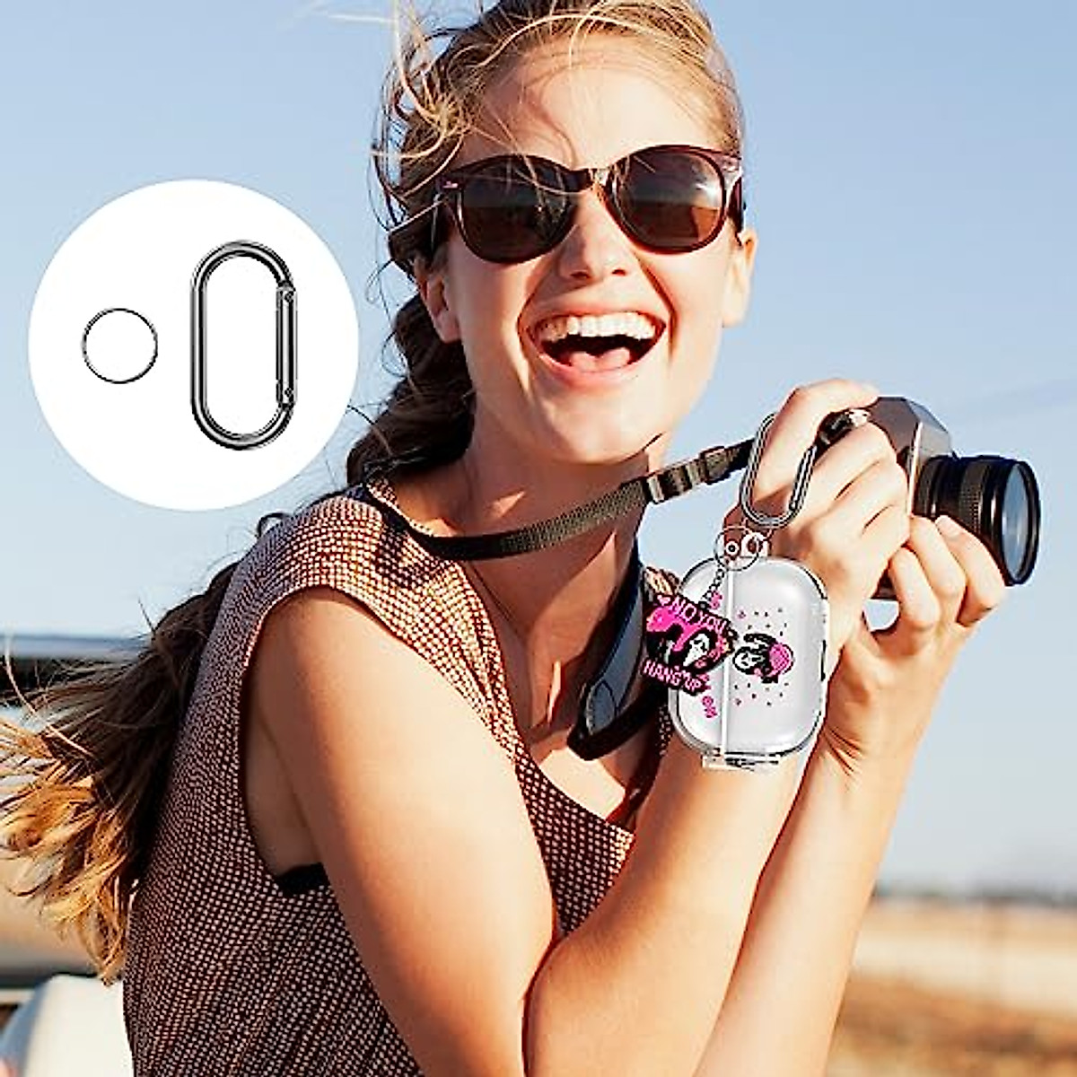 【with Lock】 for Airpods Pro 2/Pro Case, Scream & Ghost AirPods Pro 2nd/1st Generation Case Clear PC Hard Cover + Soft Silicone Inner Double Protection with Charm& Lanyard& Keychain for Women Girls