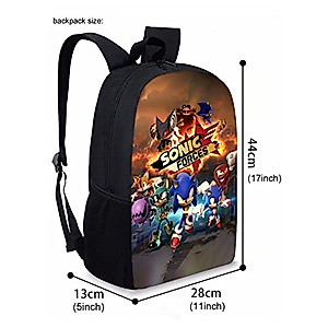 Troishui Cartoon Backpack Set 17 Inch Backpack with Lunch Bag Pencil Bag Backpack 3pcs Set -2