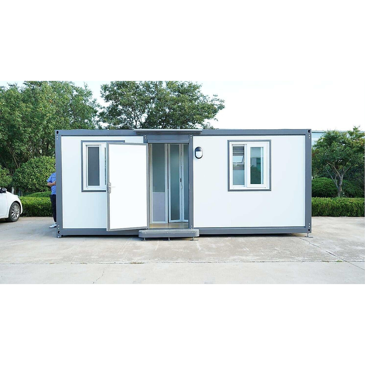 Generic Portable Prefabrecated Tiny House, Expandable Plastic Mobile House, 20X7 ft Prefab House, Foldable Moveable House, 1Bedroom with SofaBed, Cupboard, Kitchen, Ideal for Office, Shed, White